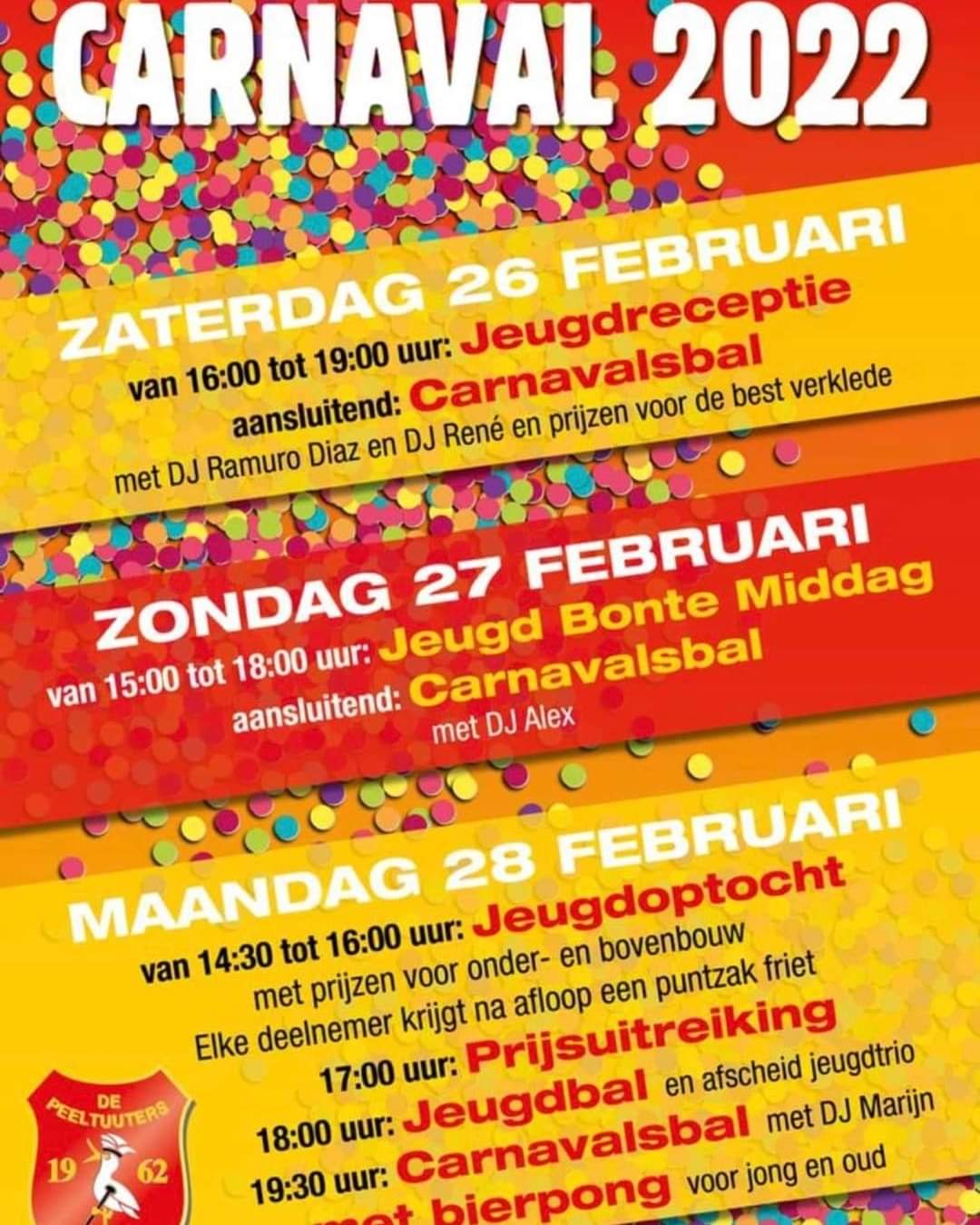 Programma carnaval 2022 CV de Peeltuuters